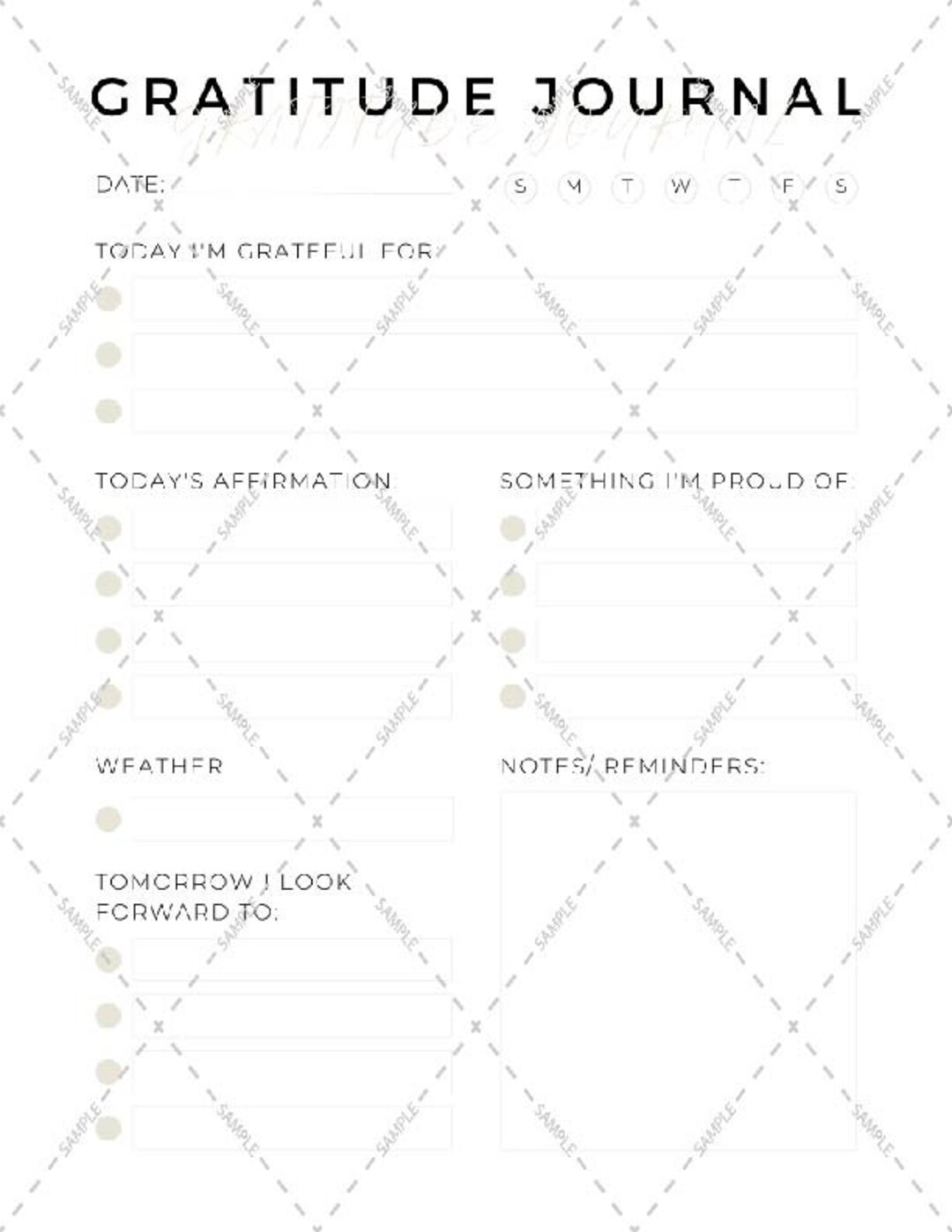 Gratitude Journal One Pager Digital Download - Etsy