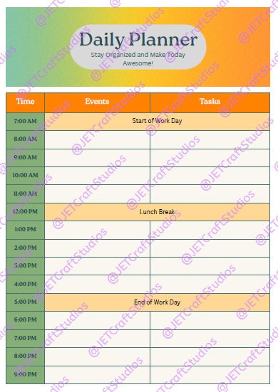Daily Planner/organizer Green Orange Gradient PDF Download - Etsy