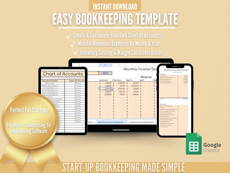 Bookkeeping Template - Etsy