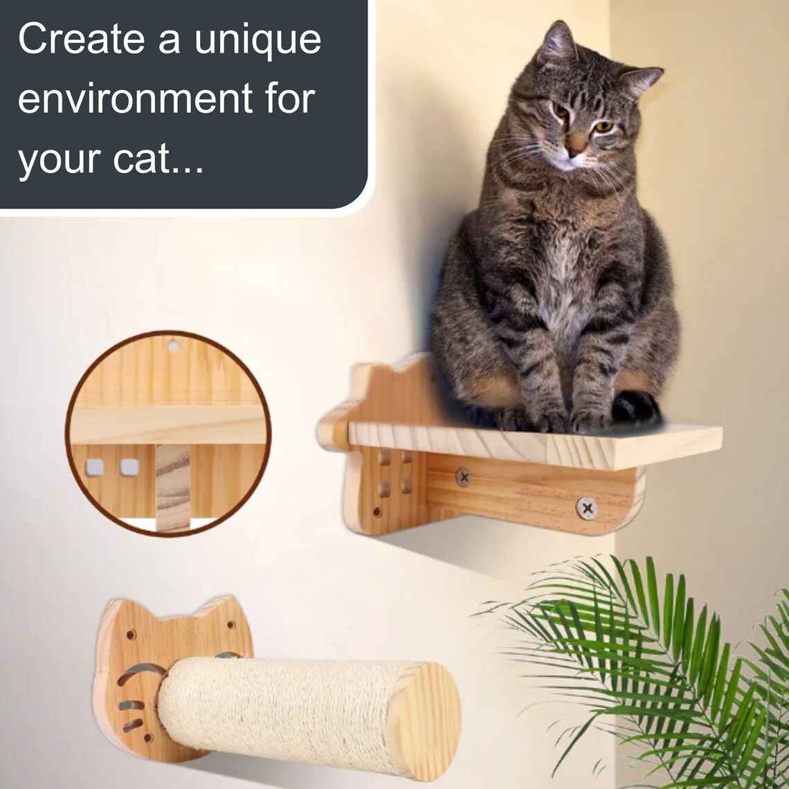 Cat Climbing Wall, Cat Wall Furniture, Cat Shelves Cat Playground ...