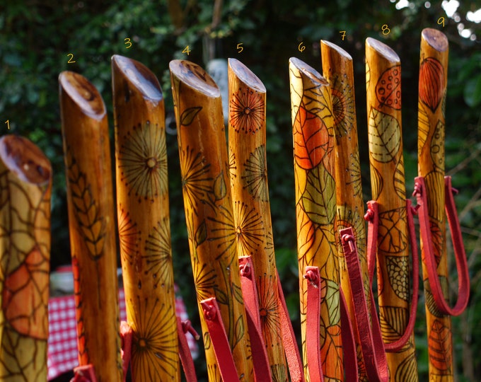 Handmade Walking Sticks Made of Wood and Decorated With Pyrography and ...