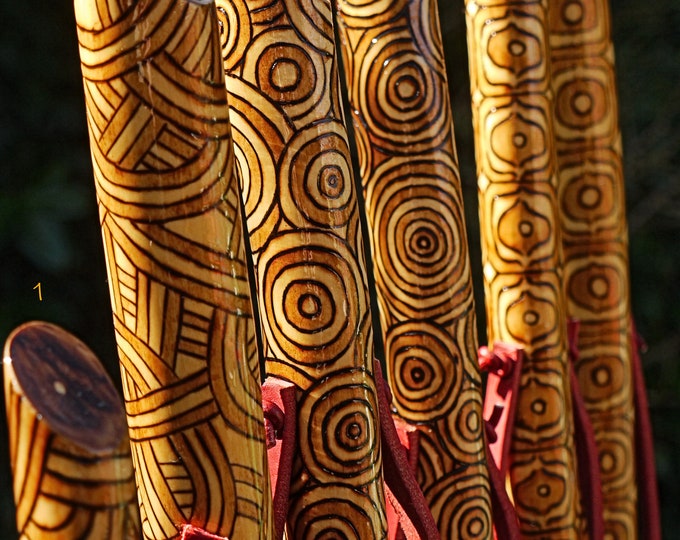 Handmade Walking Sticks Made of Wood and Decorated With Pyrography and ...