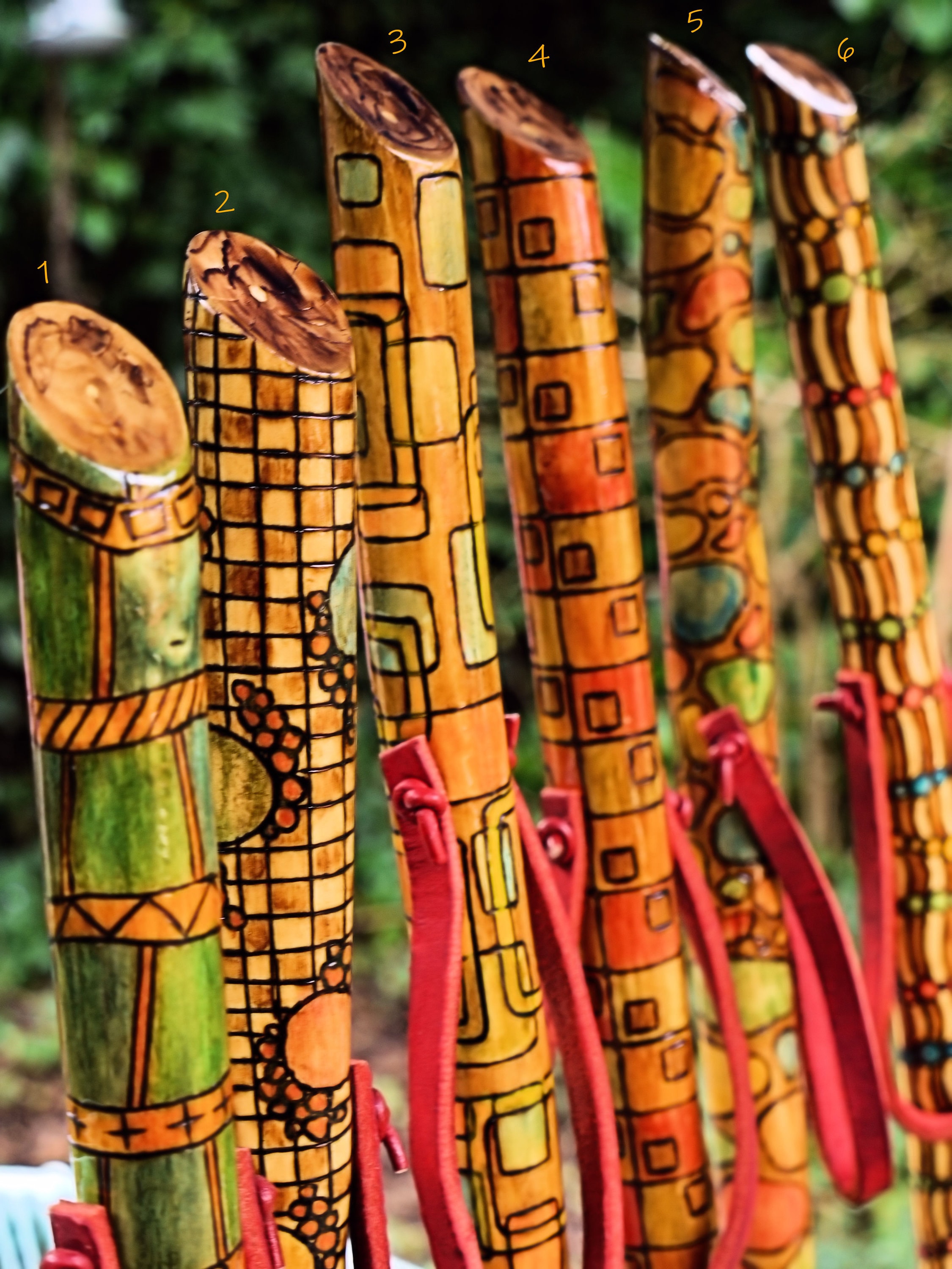 Handmade Walking Sticks Made of Wood and Decorated With Pyrography and ...