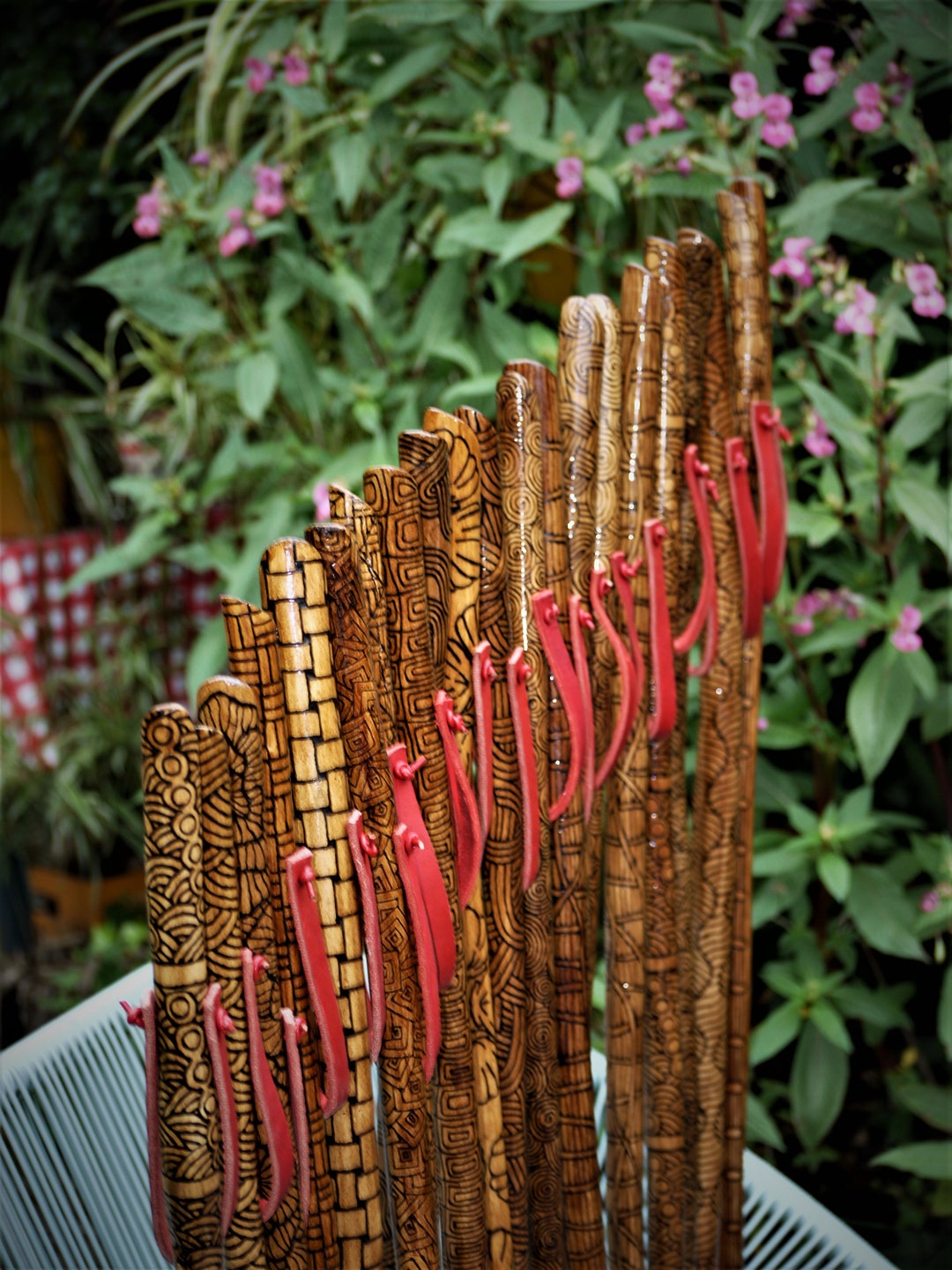 Handmade Walking Sticks Made of Wood and Decorated Pyrography - Etsy