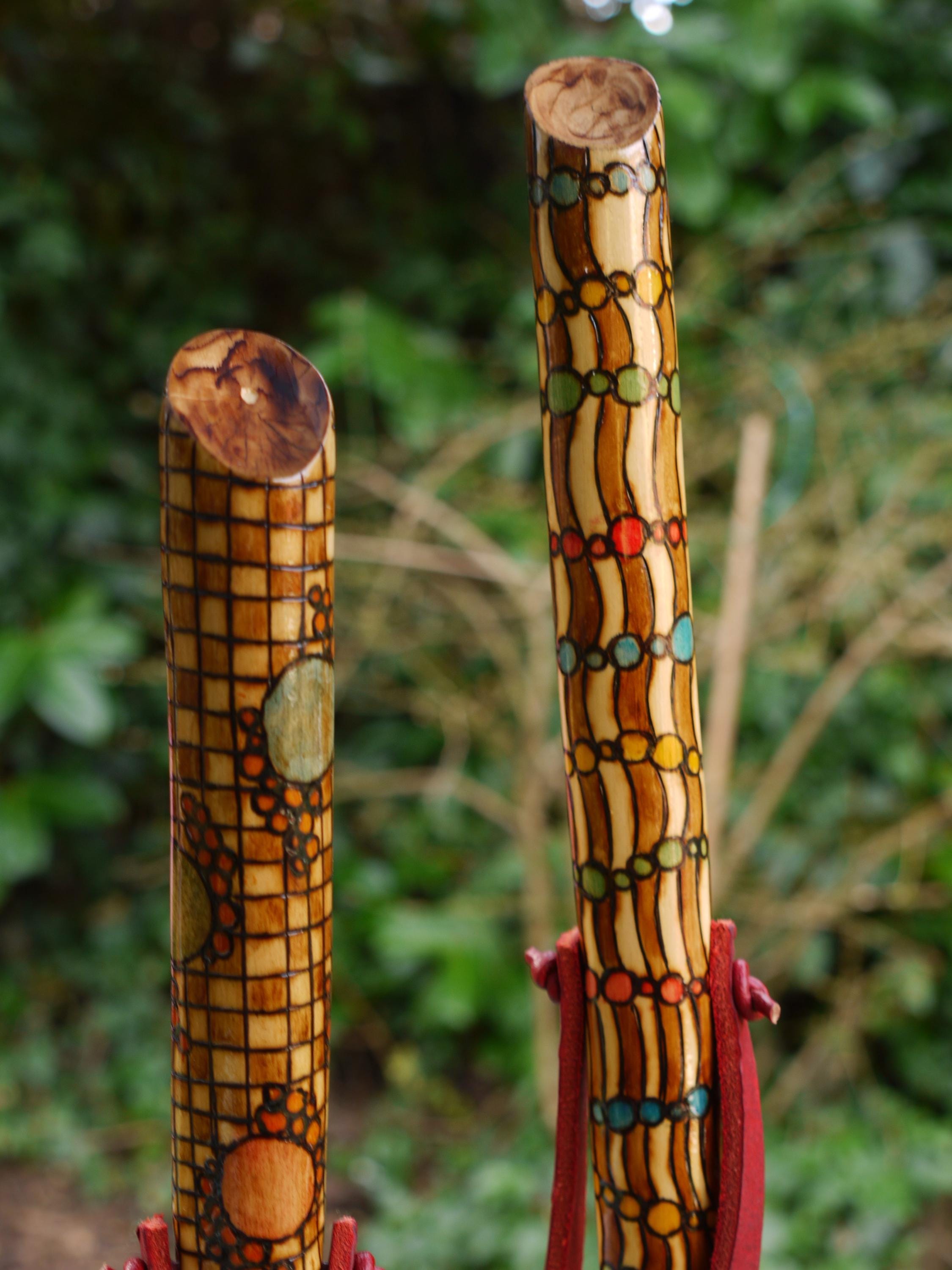 Handmade Walking Sticks Made of Wood and Decorated With Pyrography and ...