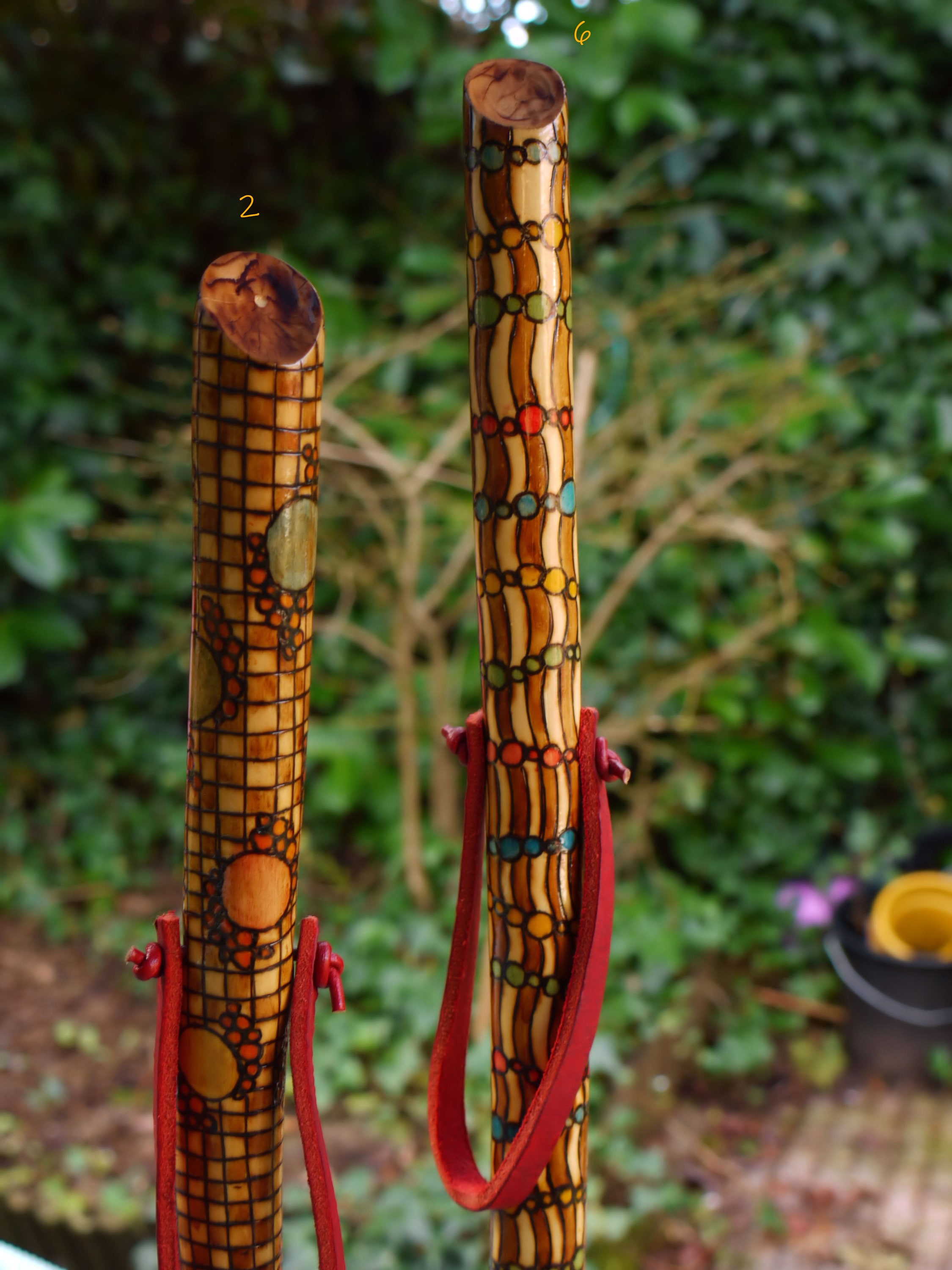 Handmade Walking Sticks Made of Wood and Decorated With Pyrography and ...