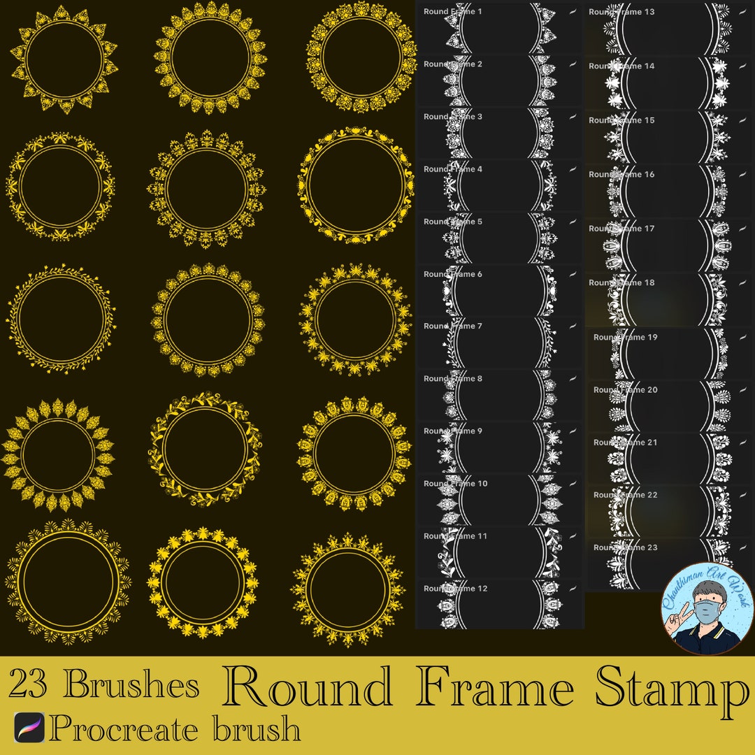 Round Frame Stamp, Procreate Brush, Brushes, Digital Download - Etsy
