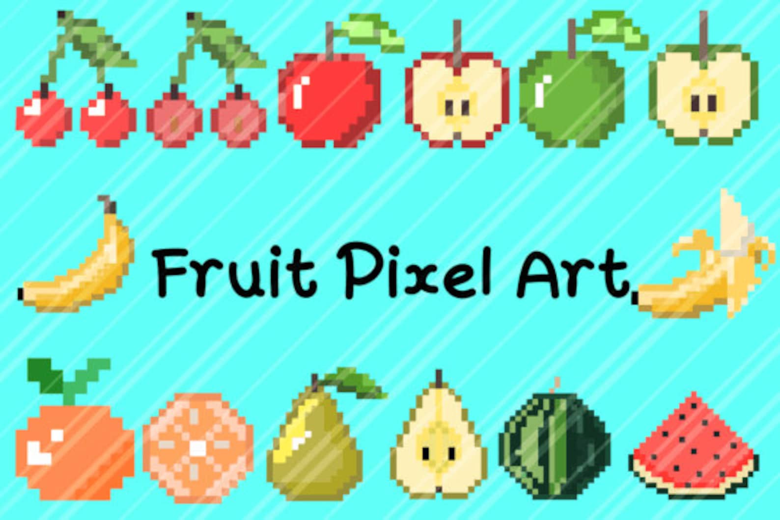 Fruit Pixel Art, Clipart, Digital Download, Illustration, Pixel - Etsy