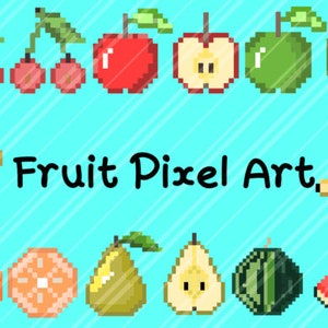 Fruit Pixel Art, Clipart, Digital Download, Illustration, Pixel - Etsy