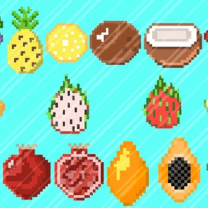 Fruit Pixel Art, Clipart, Digital Download, Illustration, Pixel - Etsy