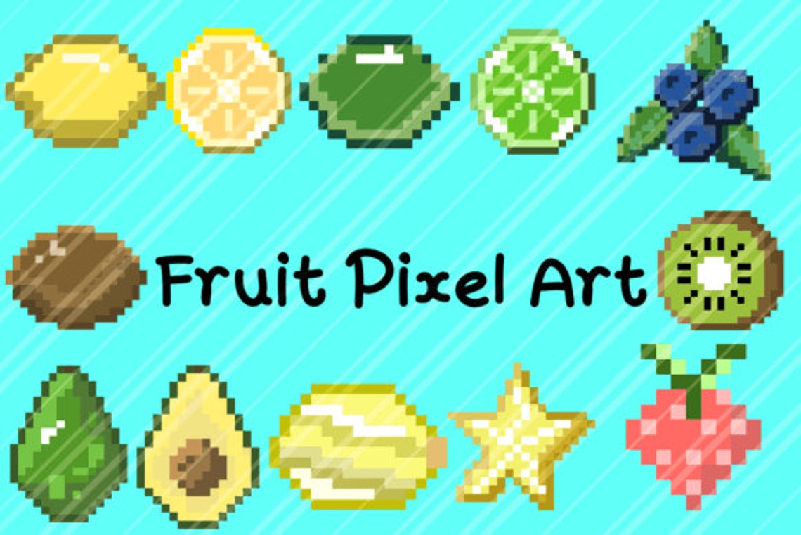Fruit Pixel Art, Clipart, Digital Download, Illustration, Pixel - Etsy