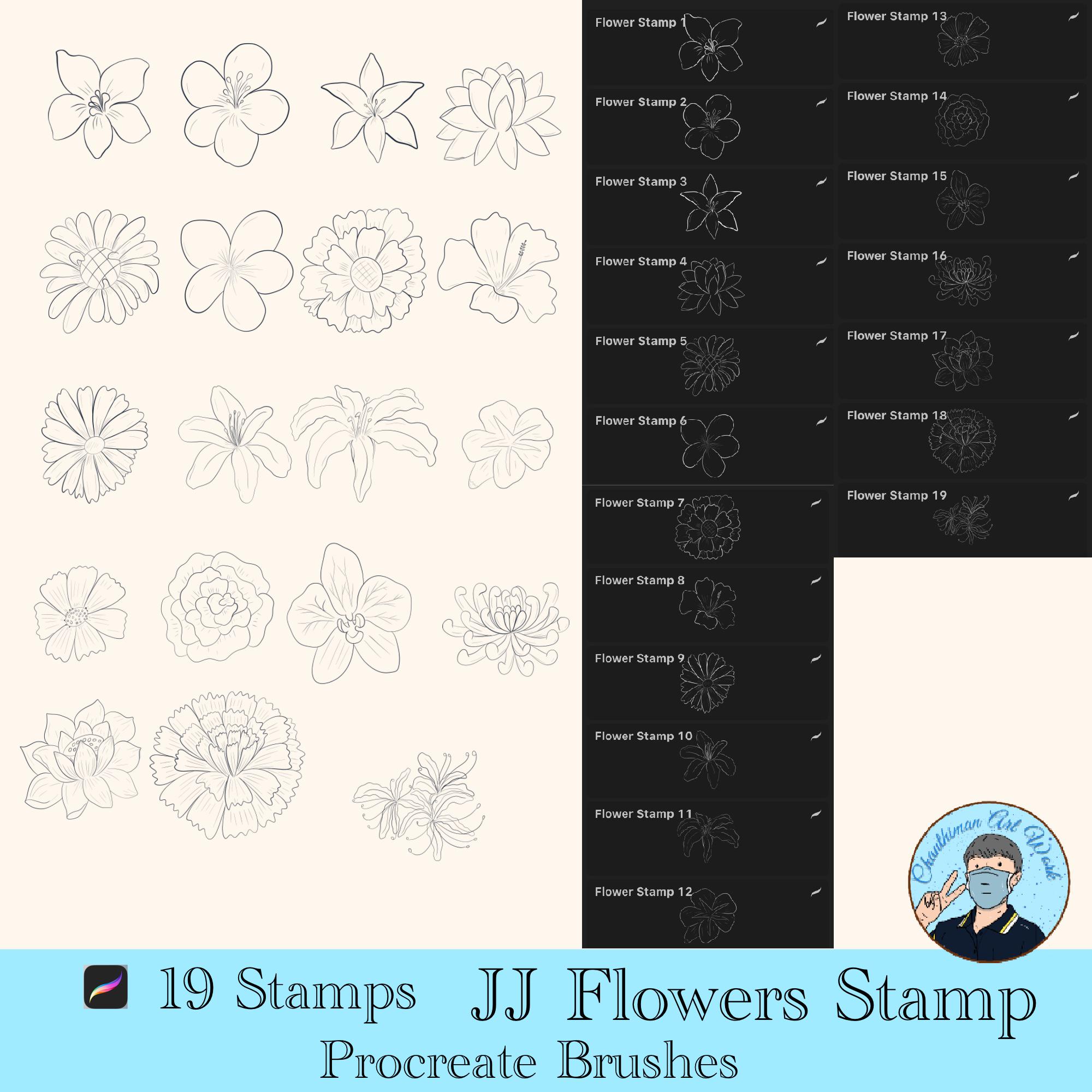 Flower Stamp Procreate Brushes, Digital Download, Stamp Brushes ...