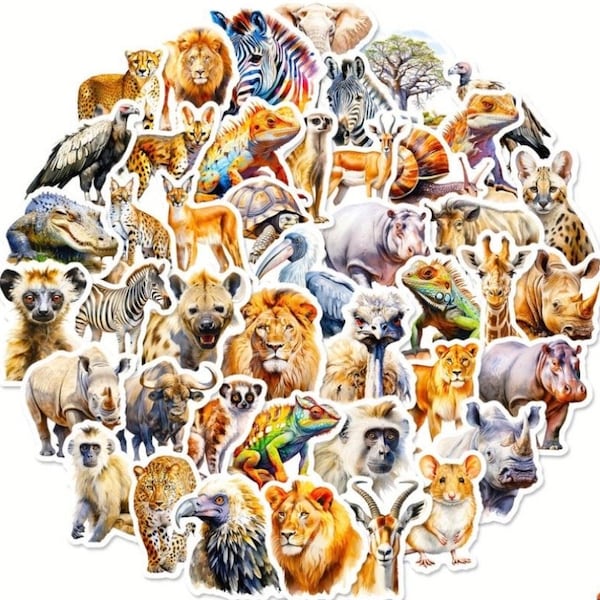 Realistic Wild Animals Stickers - Etsy