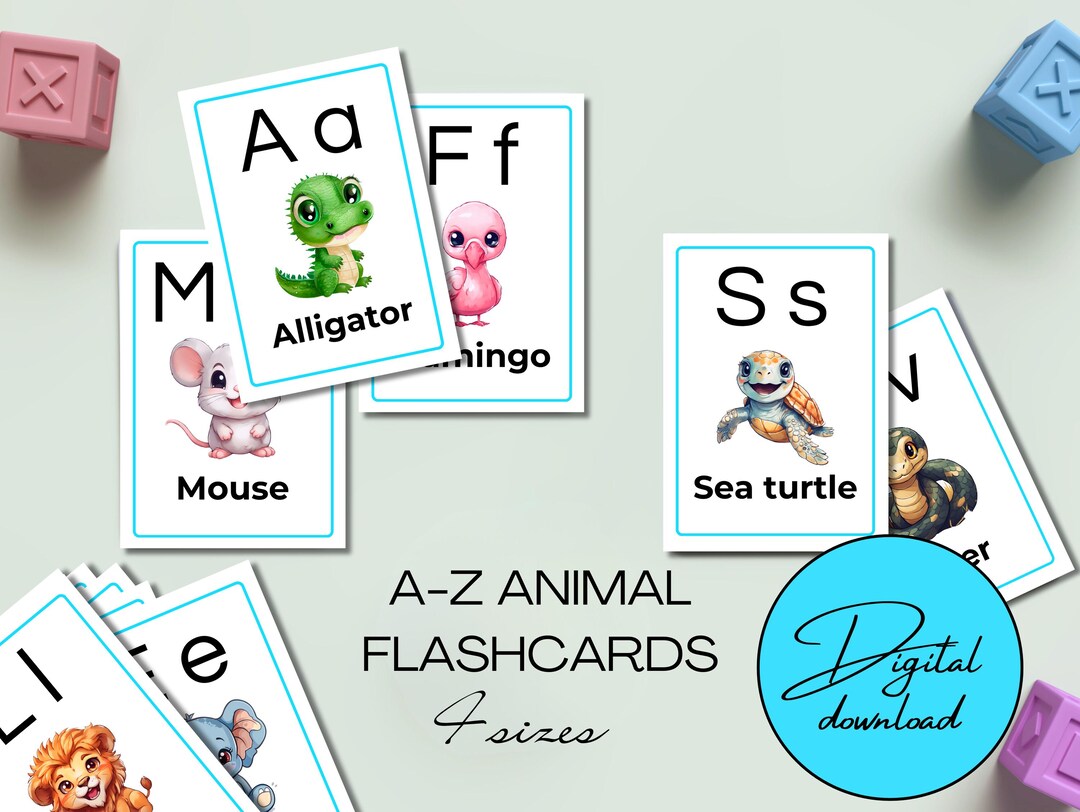 Animal Flashcards, A-Z Learning Cards, Educational Recourses, ABC ...