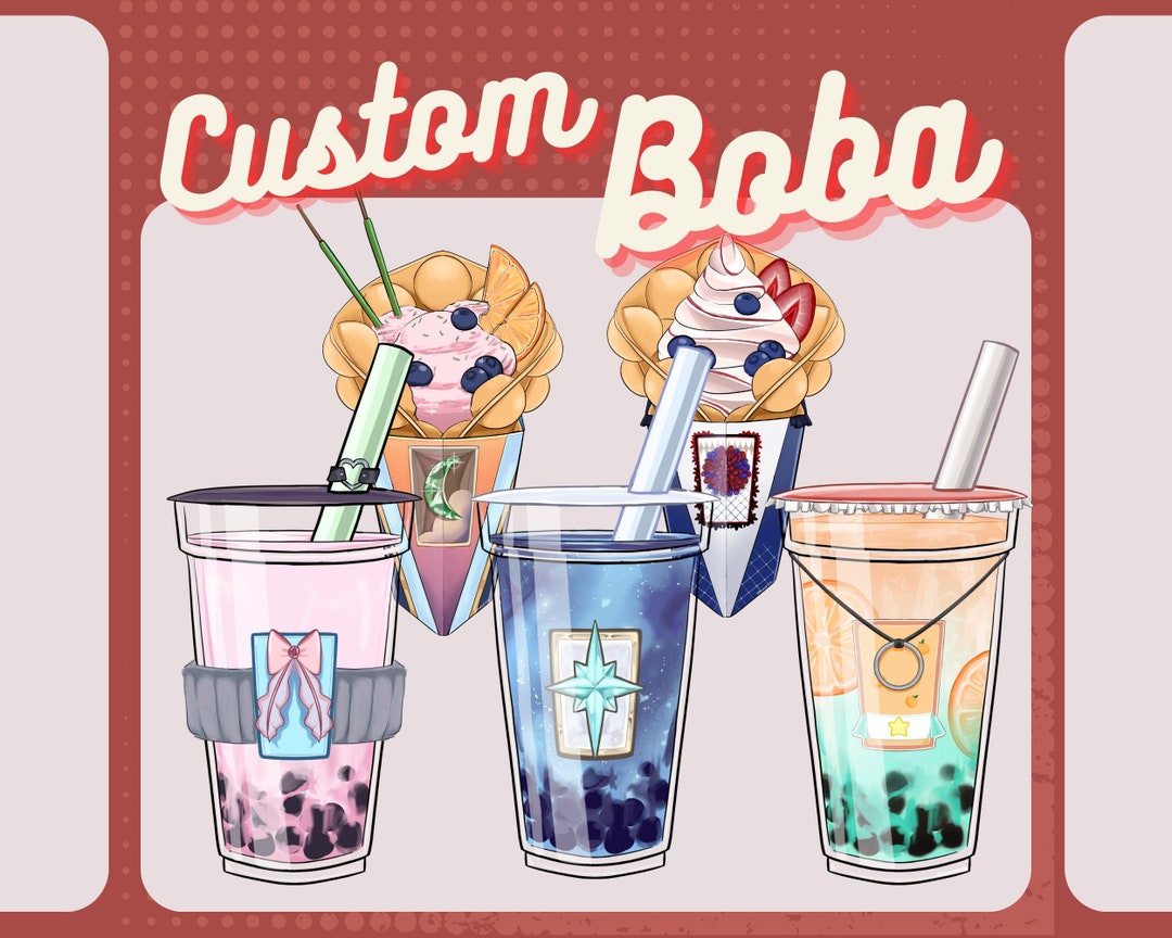 Custom Original Character OC or Vtuber Boba (bubble Tea) and Waffle ...