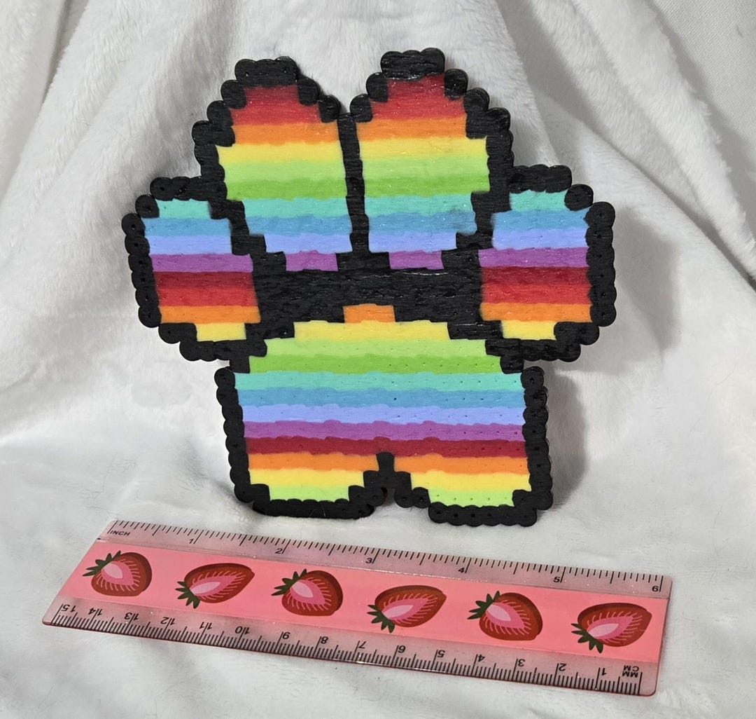 Large Perler Bead Rainbow Furry Paw Refrigerator Magnet 5x5 Inches - Etsy