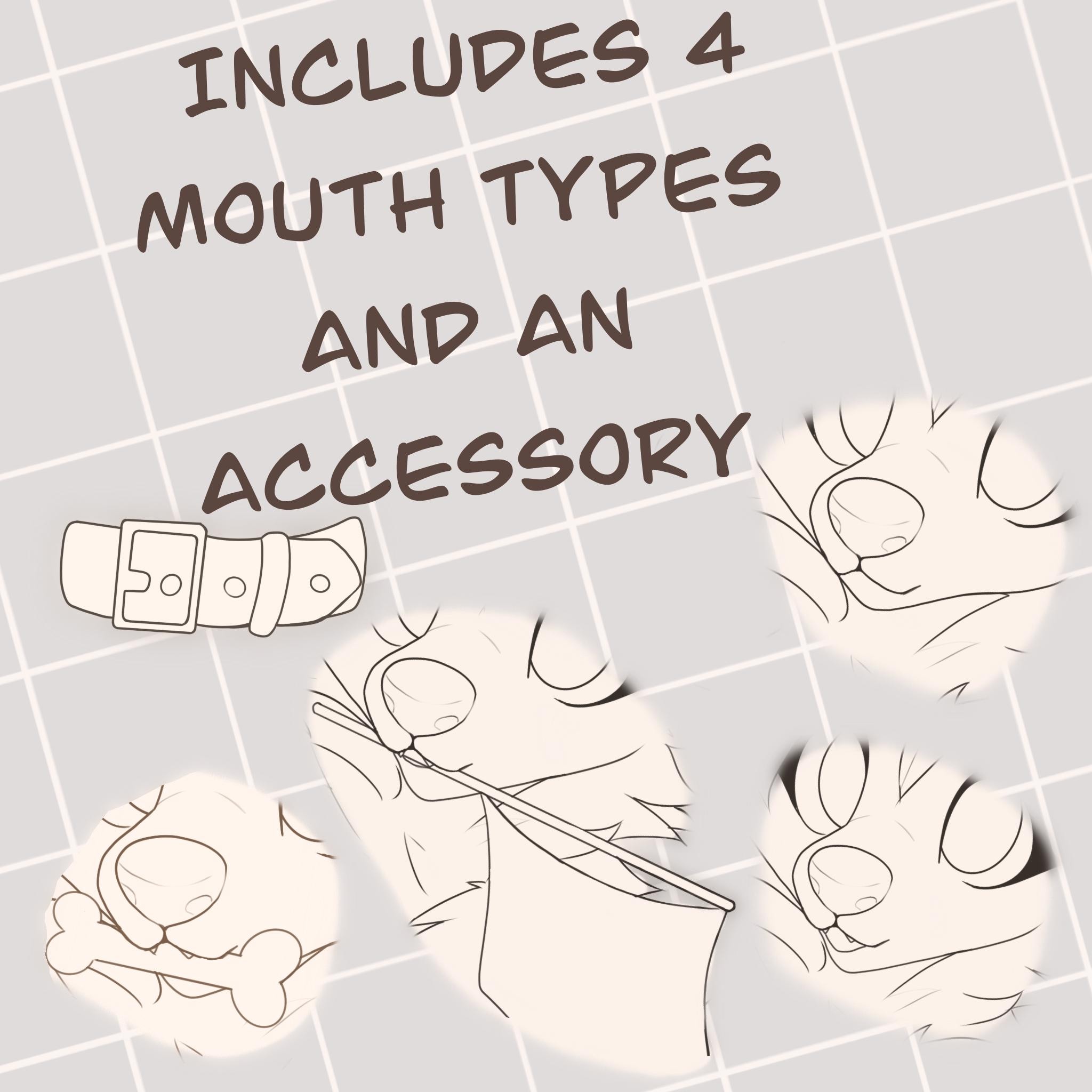 Furry Fox Headshot Base: 4 Mouth Types, PNG & Procreate Stamp (digital ...