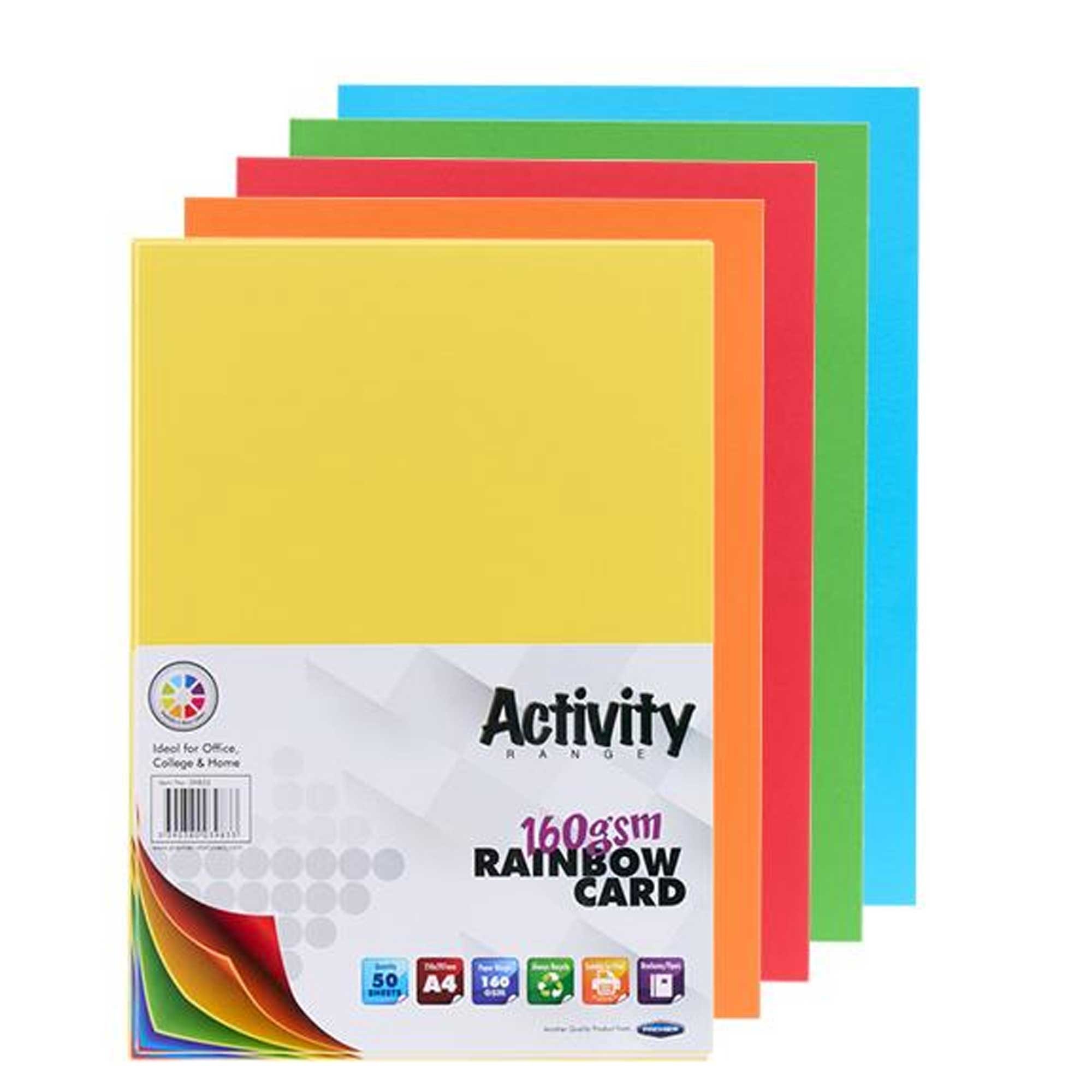 A4 Multicolour Card Stock: 160gsm Paper for Crafts - 50 Sheets - Etsy UK