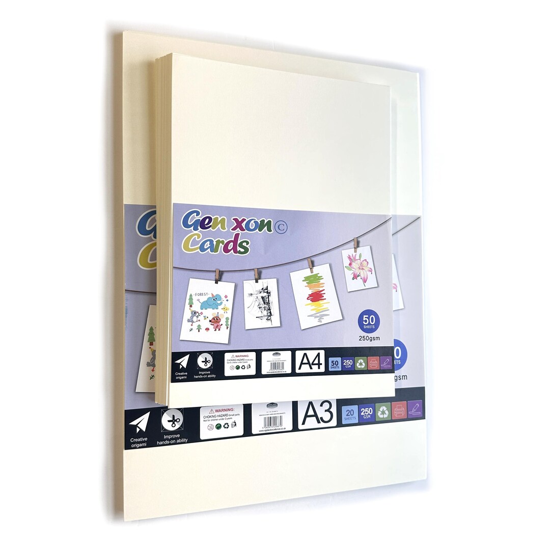 Ivory Cards 250gsm Thick Craft Card Stock A3 A4 Cardmaking Art and ...
