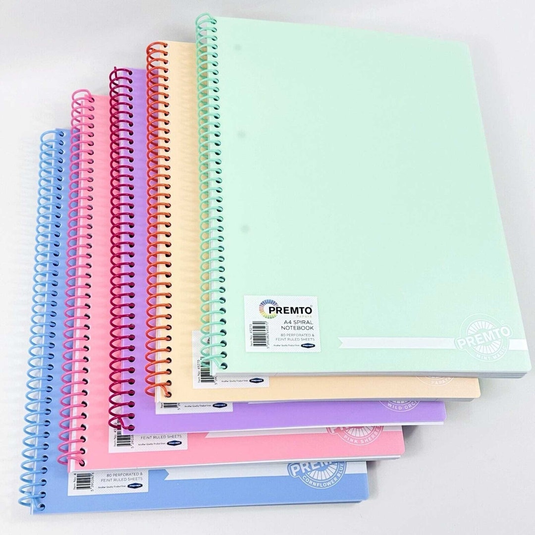 A4 Spiral Notebook: Pastel Cover, Ruled Pages - 160 Sheets - Etsy UK