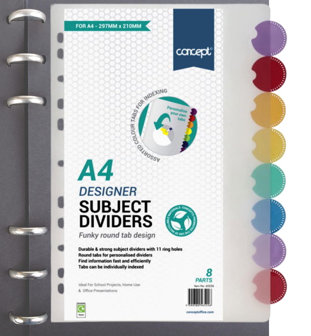 A4 File Subject Dividers Clear Plastic With Coloured Round Tabs - Etsy UK