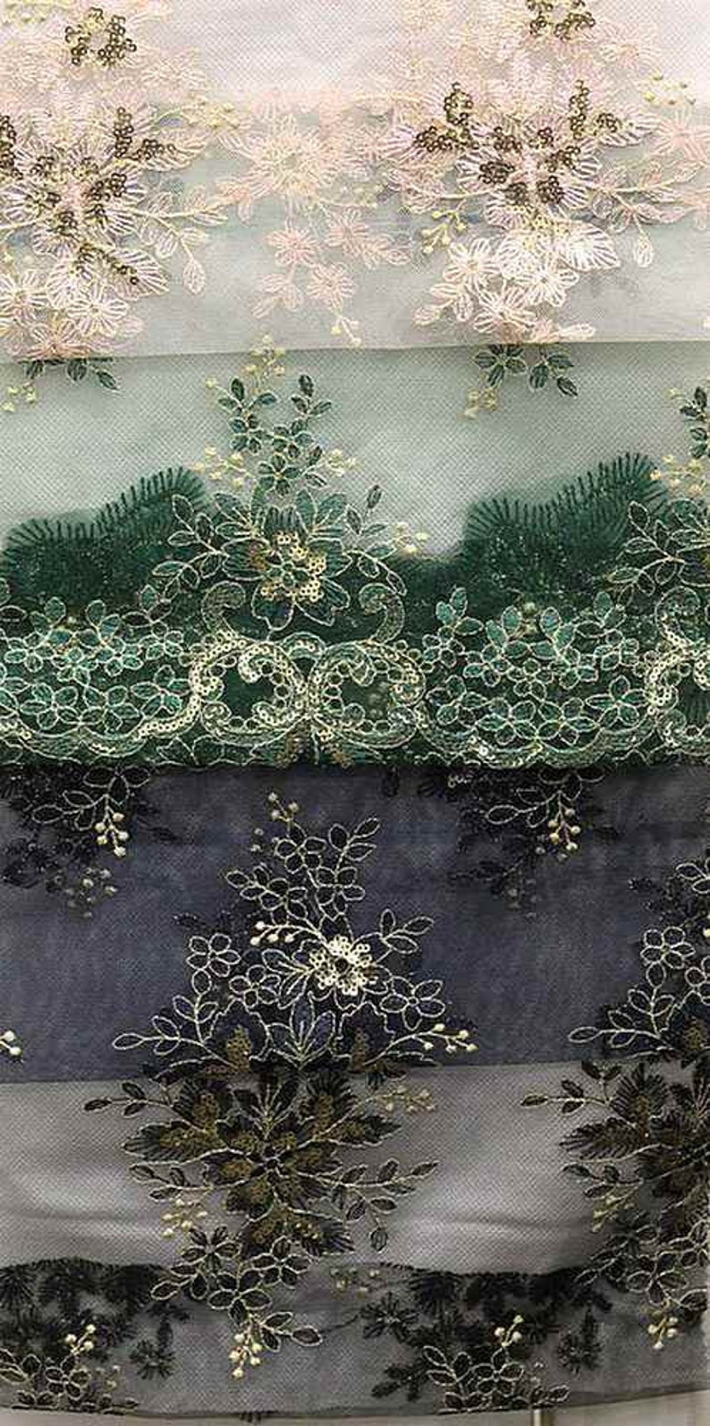 Rowley Sequin Embroidered Mesh Fabric. Lace Netting Material Ideal for ...