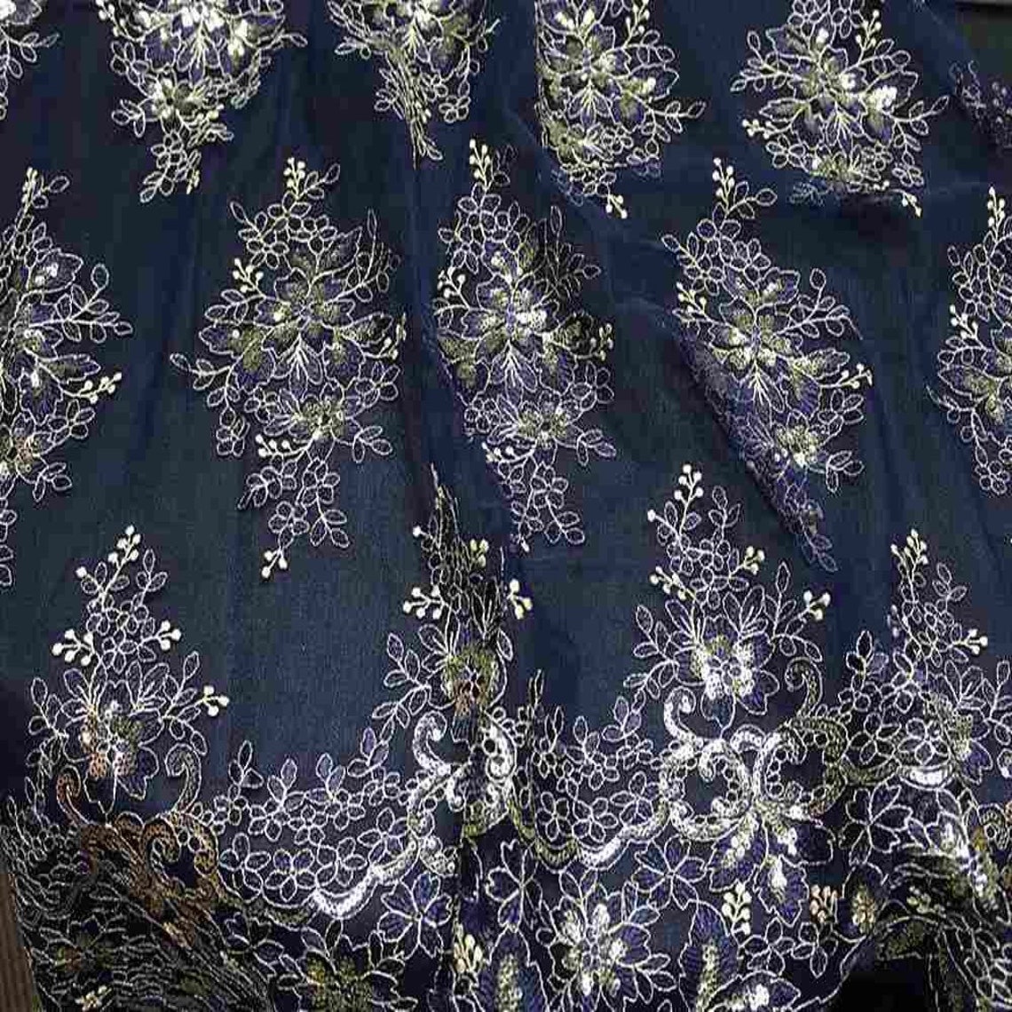 Rowley Sequin Embroidered Mesh Fabric. Lace Netting Material Ideal for ...