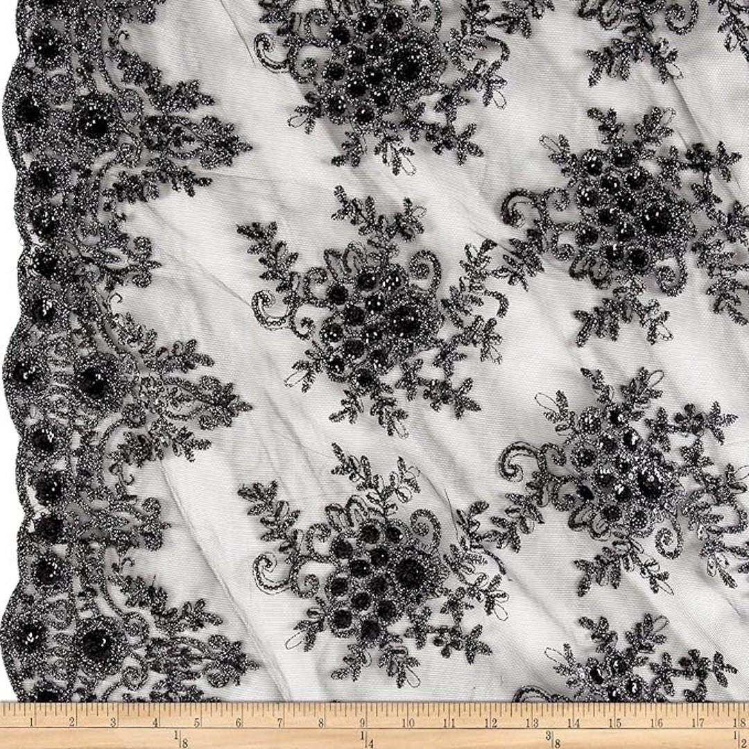 Bristol Glitter Sequin Embroidered Mesh Fabric. Lace Netting Material ...