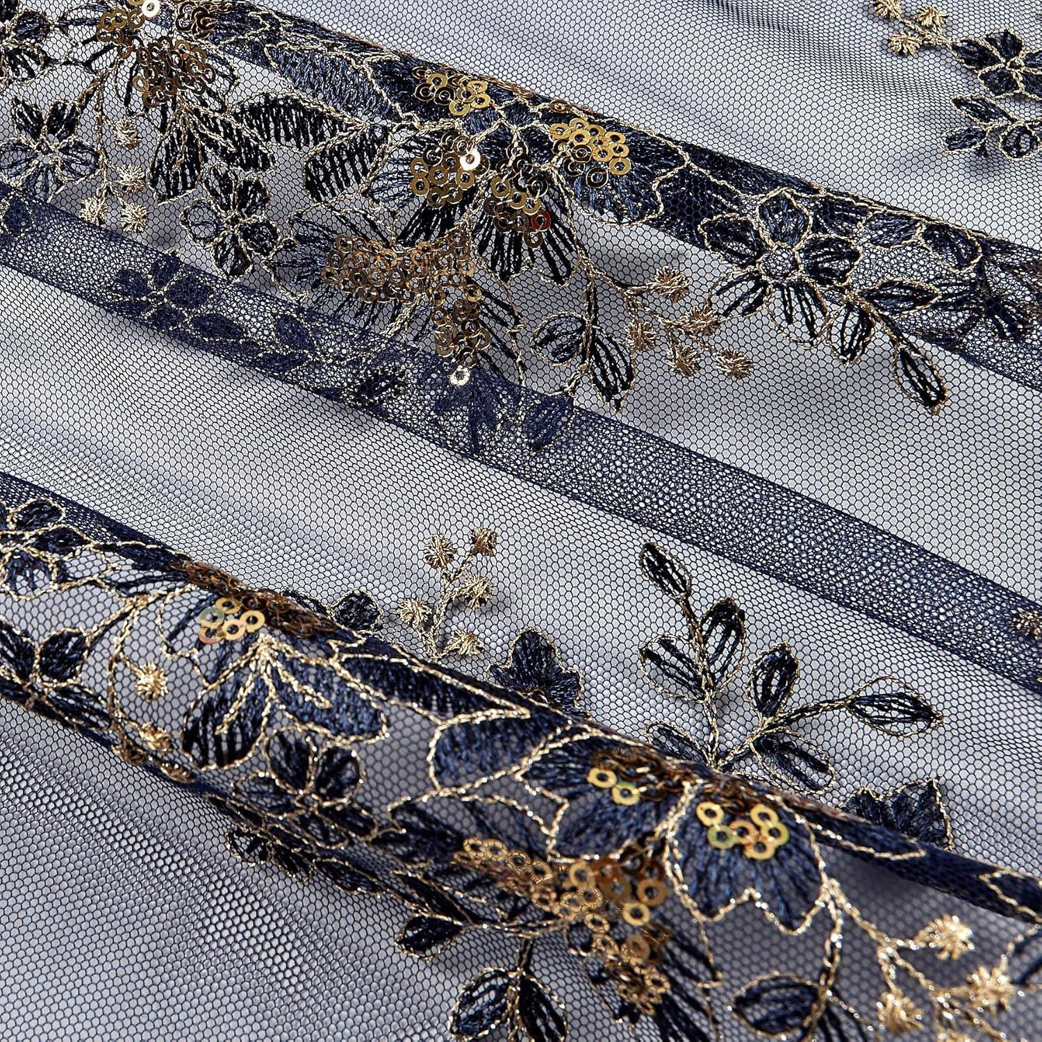 Rowley Sequin Embroidered Mesh Fabric. Lace Netting Material - 52 Inch ...