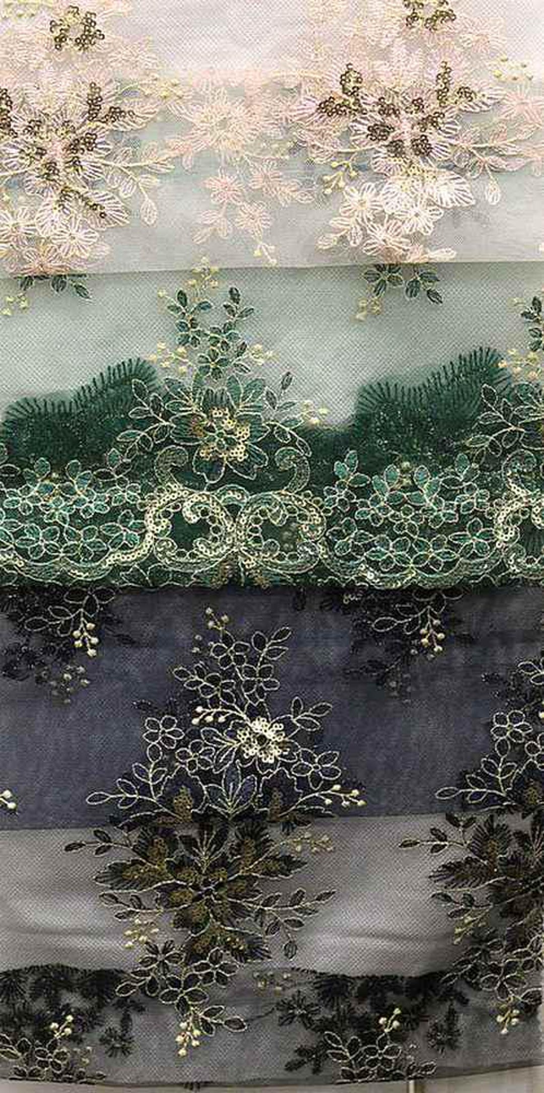 Rowley Sequin Embroidered Mesh Fabric. Lace Netting Material - 52 Inch ...