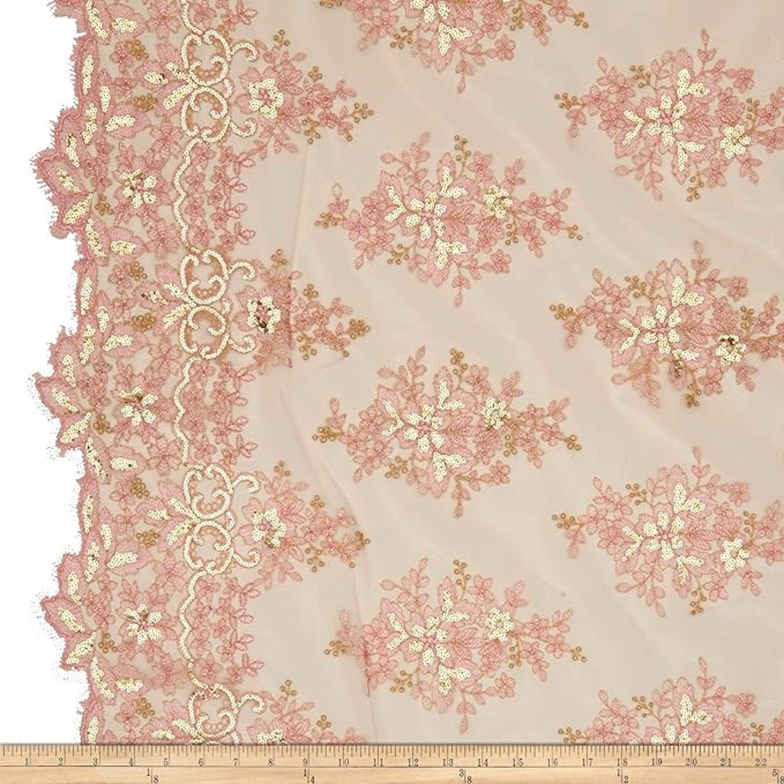 Rowley Sequin Embroidered Mesh Fabric. Lace Netting Material Ideal for ...