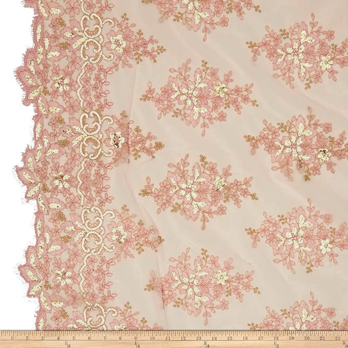 Rowley Sequin Embroidered Mesh Fabric. Lace Netting Material Ideal for ...
