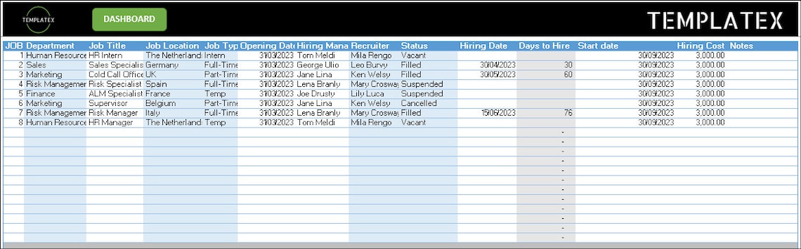 Recruitment Tracker Excel Template: Job Hiring Planner - Etsy