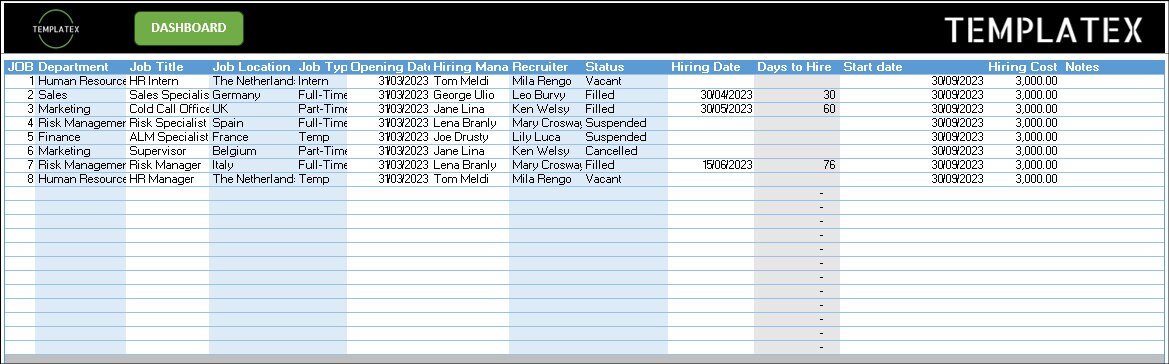 Recruitment Tracker Excel Template: Job Hiring Planner - Etsy