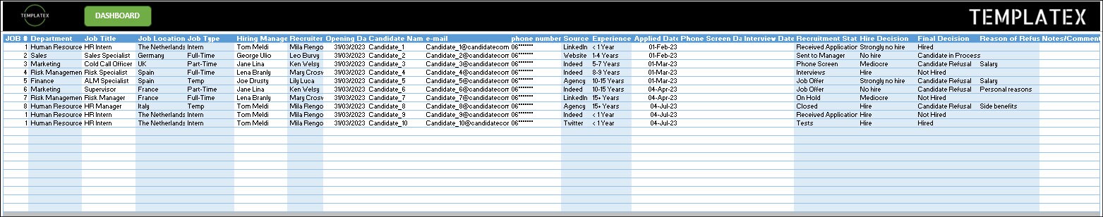 Recruitment Tracker Excel Template: Job Hiring Planner - Etsy