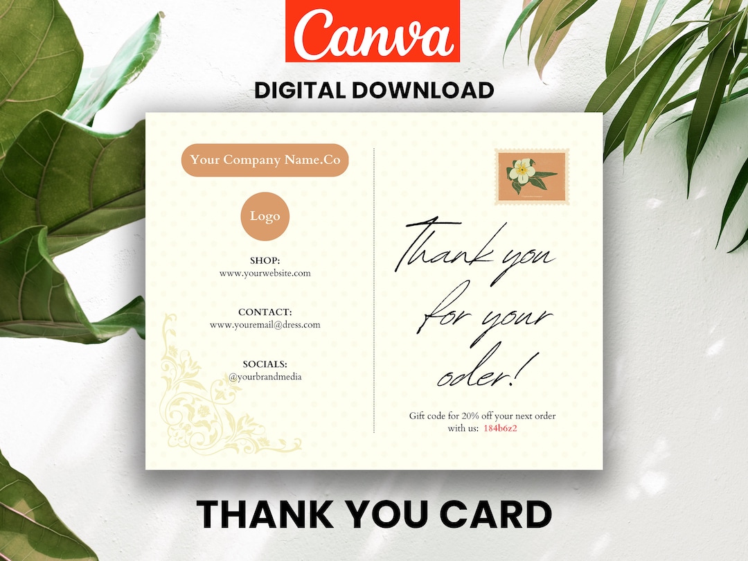 Customisable "thank You for Your Purchase" Business Card - Etsy