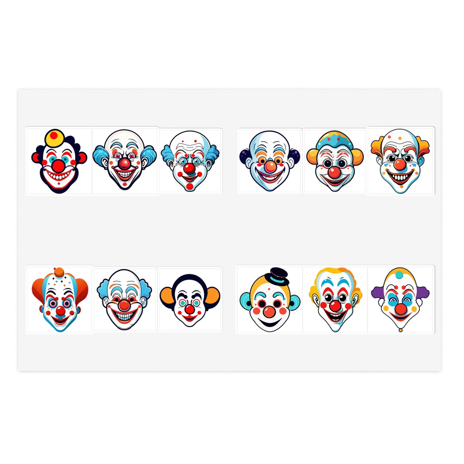 Clown Facial Graphic Stickers Mens Modern Descriptive Smileys Emotional ...