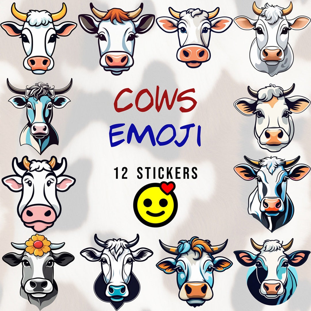 Cows Facial Graphic Stickers Mens Modern Descriptive Smileys Emotional ...