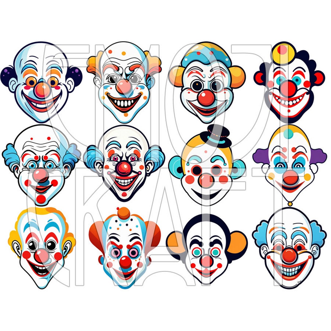 Clown Facial Graphic Stickers Mens Modern Descriptive Smileys Emotional ...