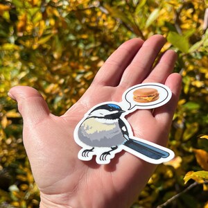 Chickadee Cheeseburger Bird Vinyl Sticker, Birder Nerd Gift, Smashed ...