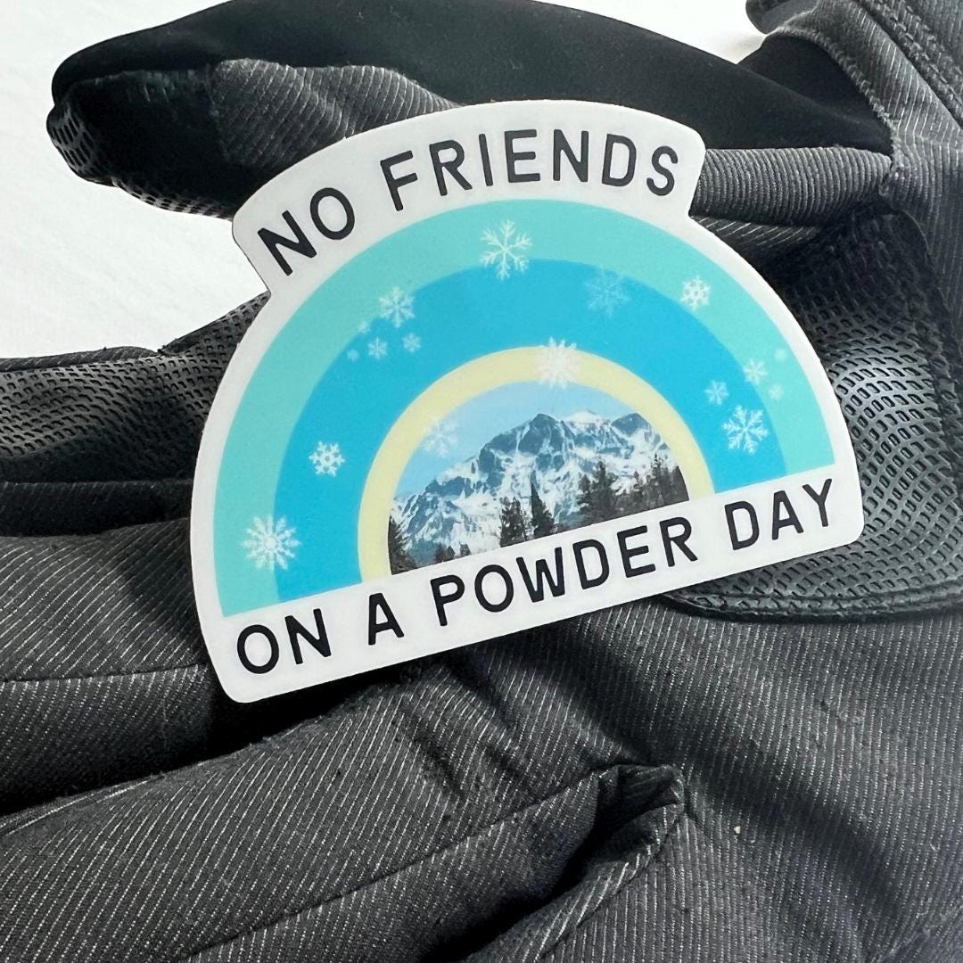 No Friends on a Powder Day Vinyl Sticker, Snowboard Slap, Self Care ...