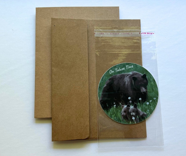 On Tahoe Time Lake Tahoe Mama Bear With Two Cubs Sticker L Be Bear ...