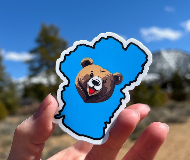 Happy Bear Head L Lake Tahoe Small Vinyl Sticker L Be Bear Aware L Keep ...
