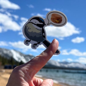 Chickadee Cheeseburger Bird Vinyl Sticker, Birder Nerd Gift, Smashed ...