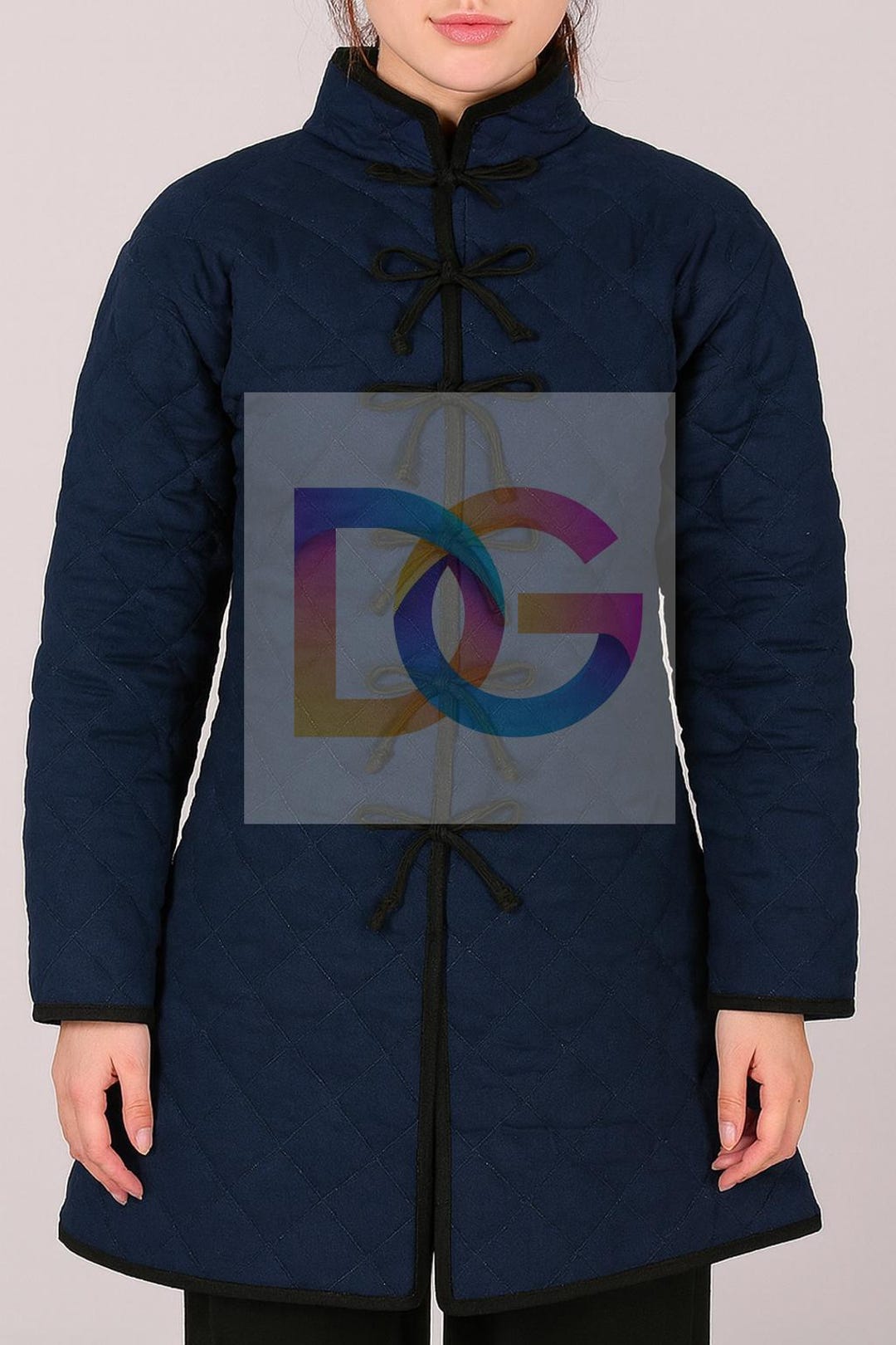 Women’s Dark Blue Quilted Gambeson | Medieval Padded Armor Coat | LARP ...