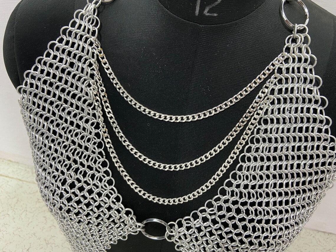 Chainmail Top Crop Halter Bra Cosplay Metal Stylish Aluminium ...