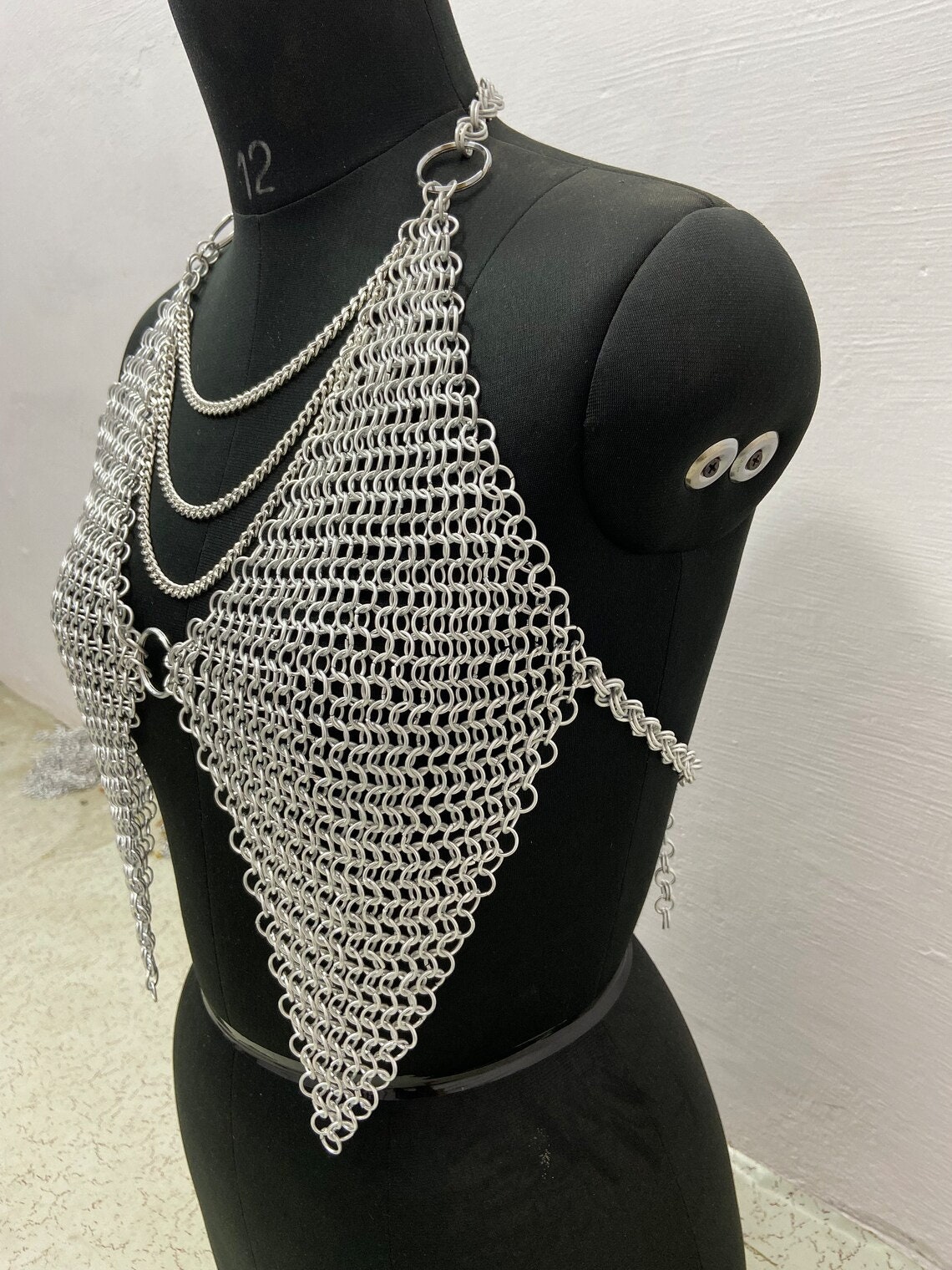 Chainmail Top Crop Halter Bra Cosplay Metal Stylish Aluminium ...