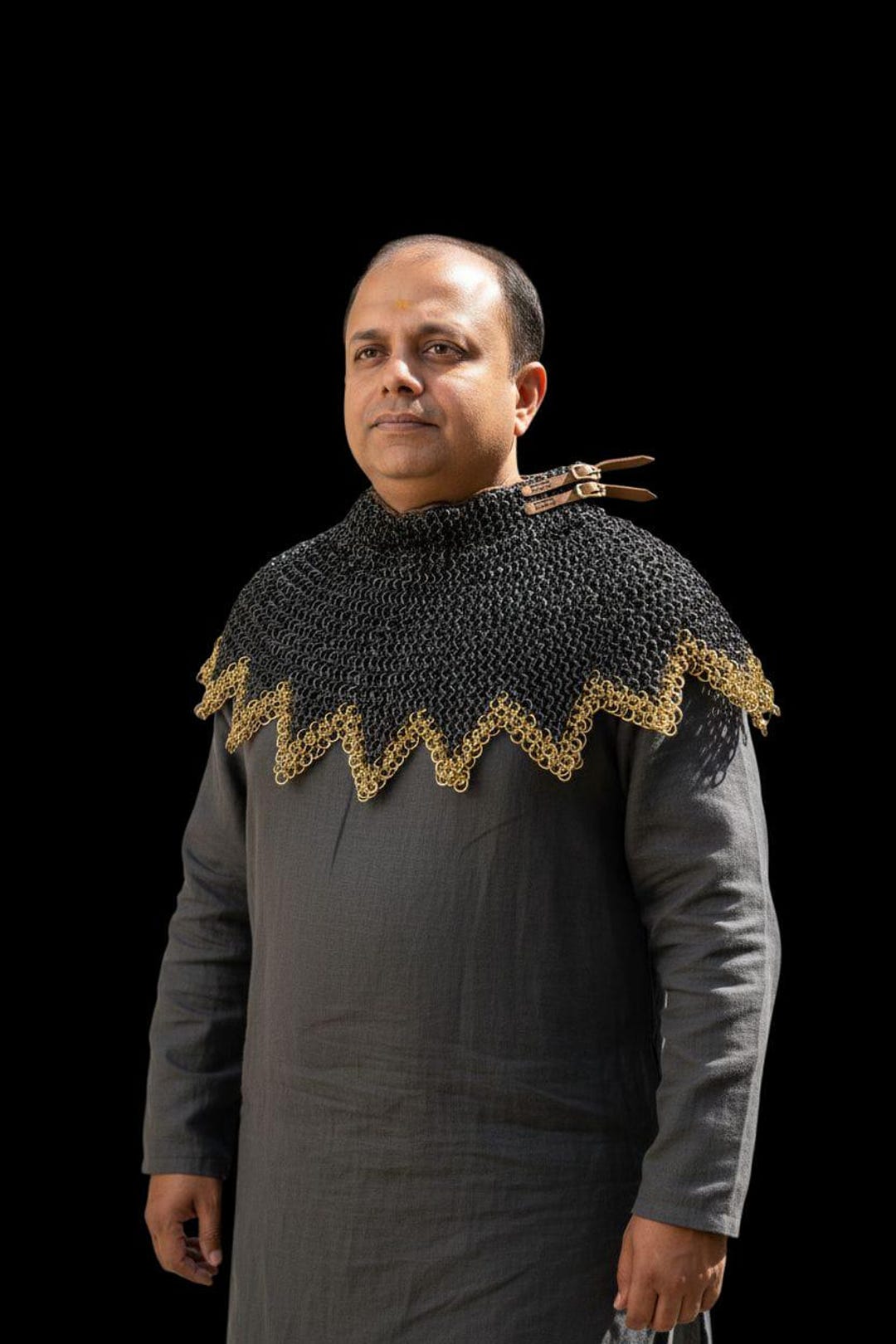Handmade Chainmail Collar | 9mm Flat Riveted Mild Steel & Brass Zig-zag ...