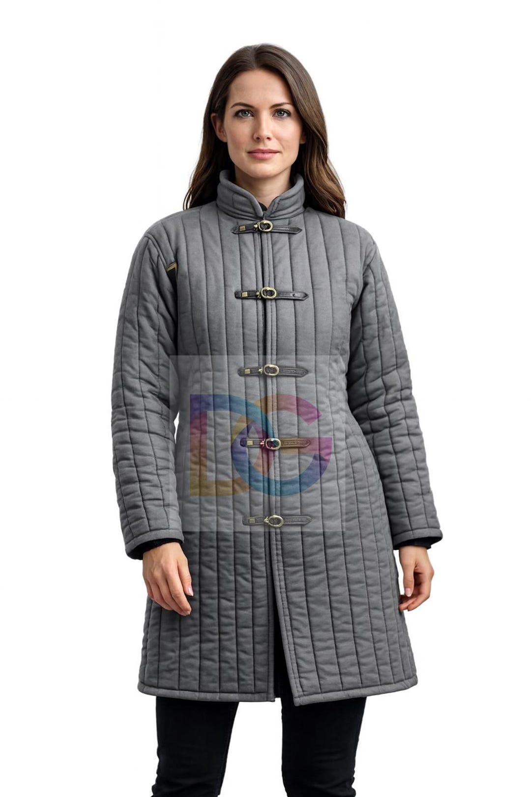 Medieval Women’s Padded Armor Coat | Gray Quilted Gambeson Jacket ...
