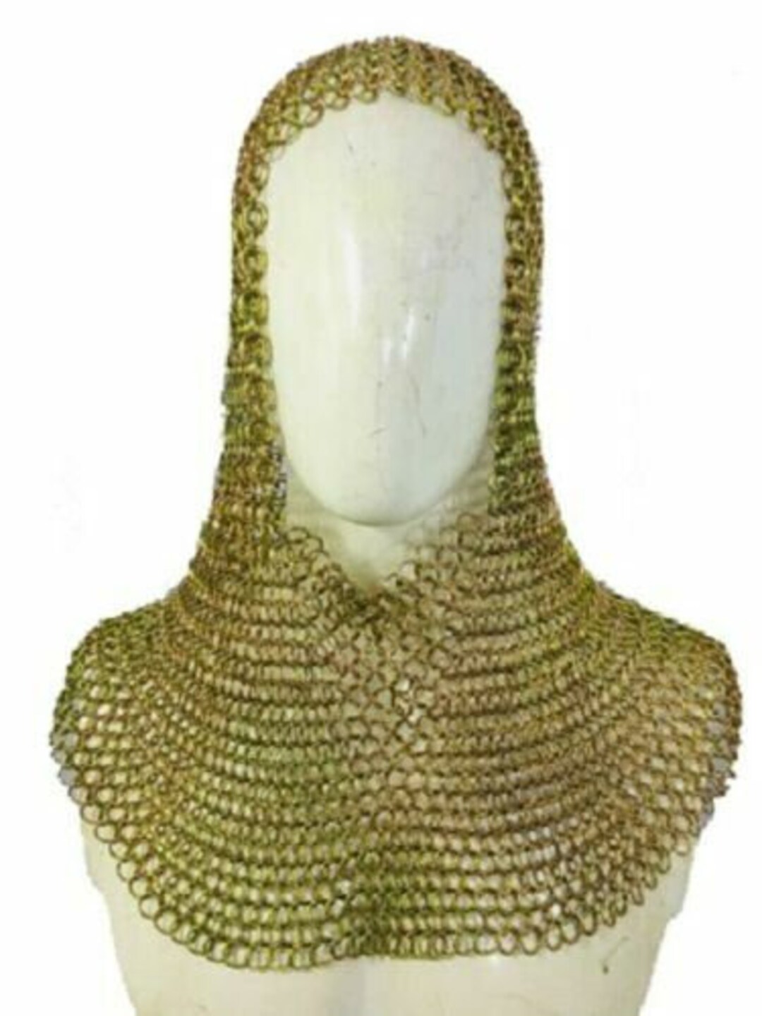 Medieval Chainmail Butted Hood/coif Armor Brass Finishing Free and Fast ...